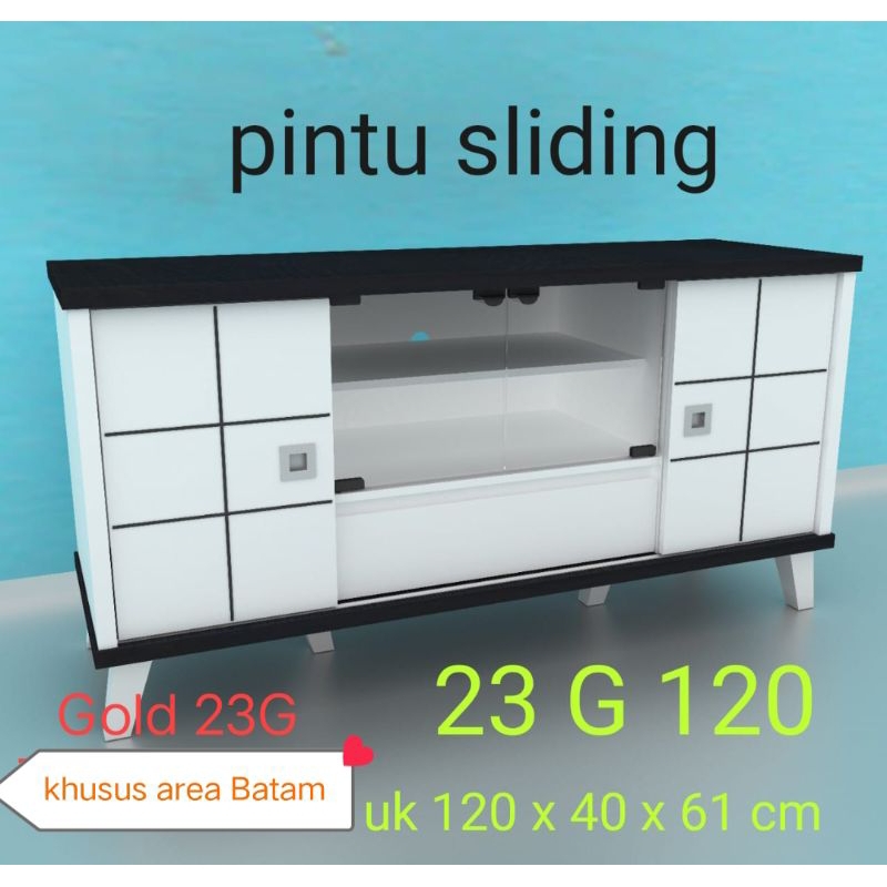 Jual MEJA TV MINIMALIS / RAK TV PINTU SLIDING PUTIH HITAM 23G120 UKURAN ...