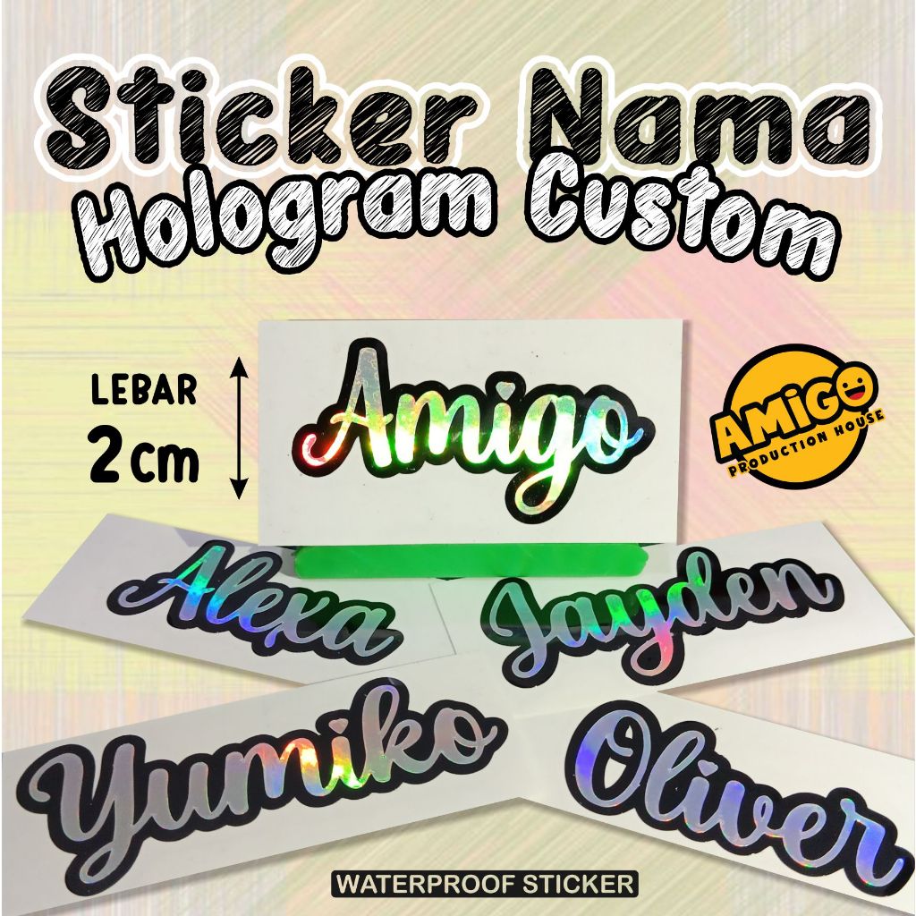 Jual CUTTING STICKER NAMA DUA WARNA HOLOGRAM SILVER CUSTOM STICKER ...