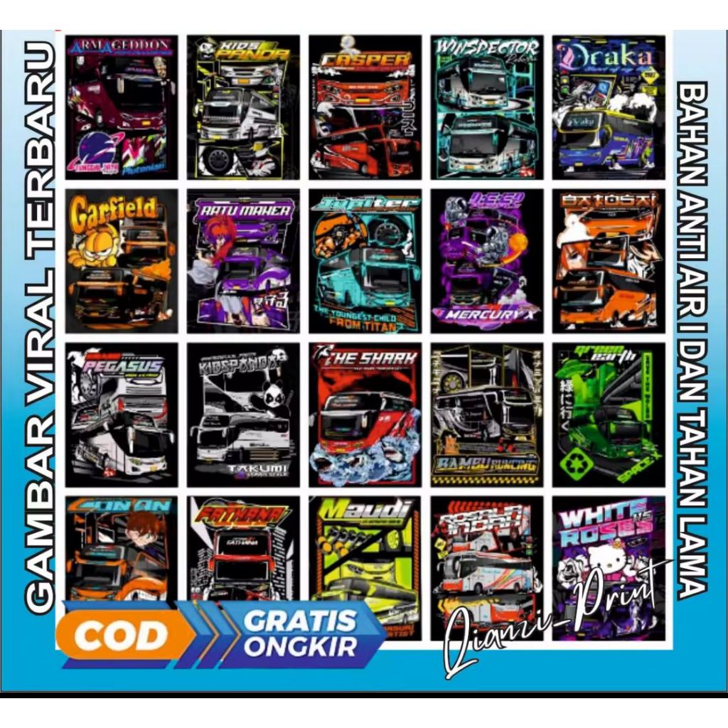 Jual 40pcs STICKER Bus Viral ( SUDAH DI POTONG ) (40pcs gambar beda ...