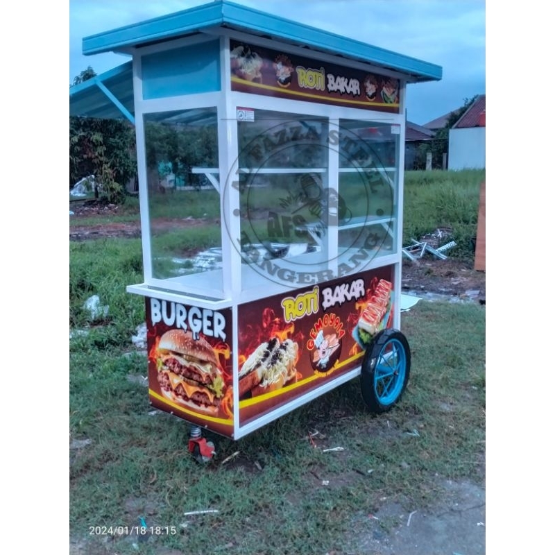 Jual gerobak jualan gerobak roti bakar 150x60x200cm | Shopee Indonesia