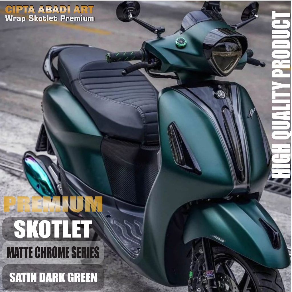 Jual STIKER SKOTLET MOTOR DARK GREEN MATTE CHROME SCOTLET HIJAU SATIN ...