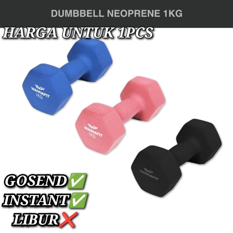 Jual Dumbell 1kg Wannafit Dumbbell Neoprene Barbel Vinyl Anti slip 1kg ...