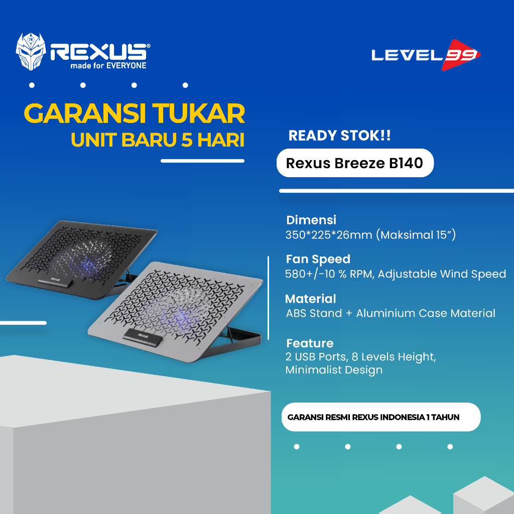 Jual Rexus Cooling Pad / Cooling Fan Breeze B140 | Shopee Indonesia