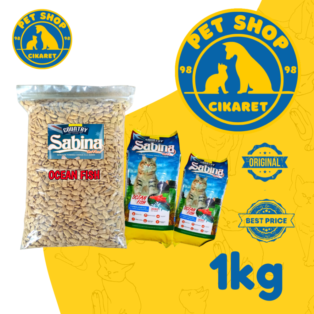 Jual SABINA CAT FOOD OCEAN FISH 1kg repack | Shopee Indonesia