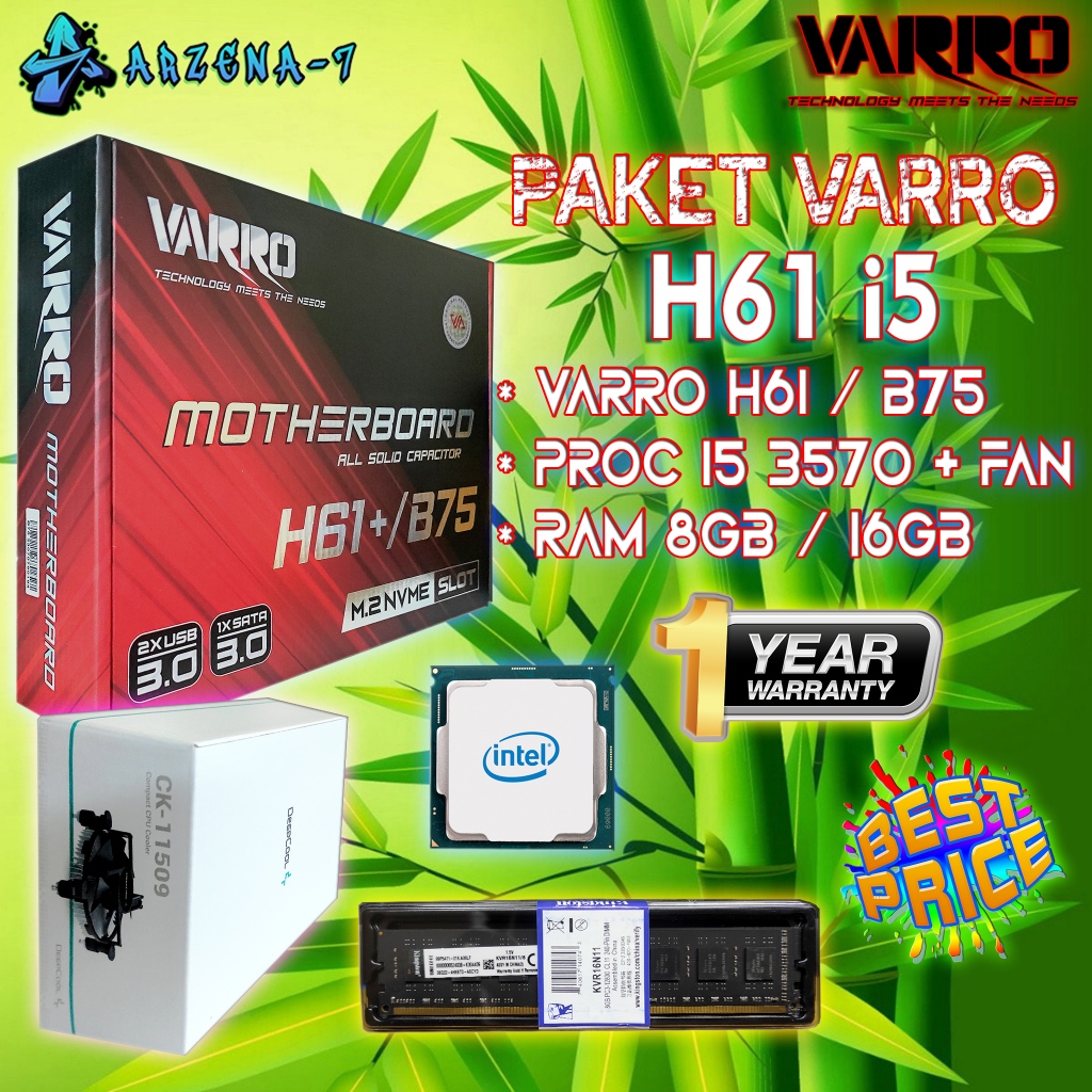 Jual Paket Core i5 Gen 3 Mobo H61 Varro // Proc I5 3570 // Ram 8Gb - 16Gb Kingston | Shopee ...