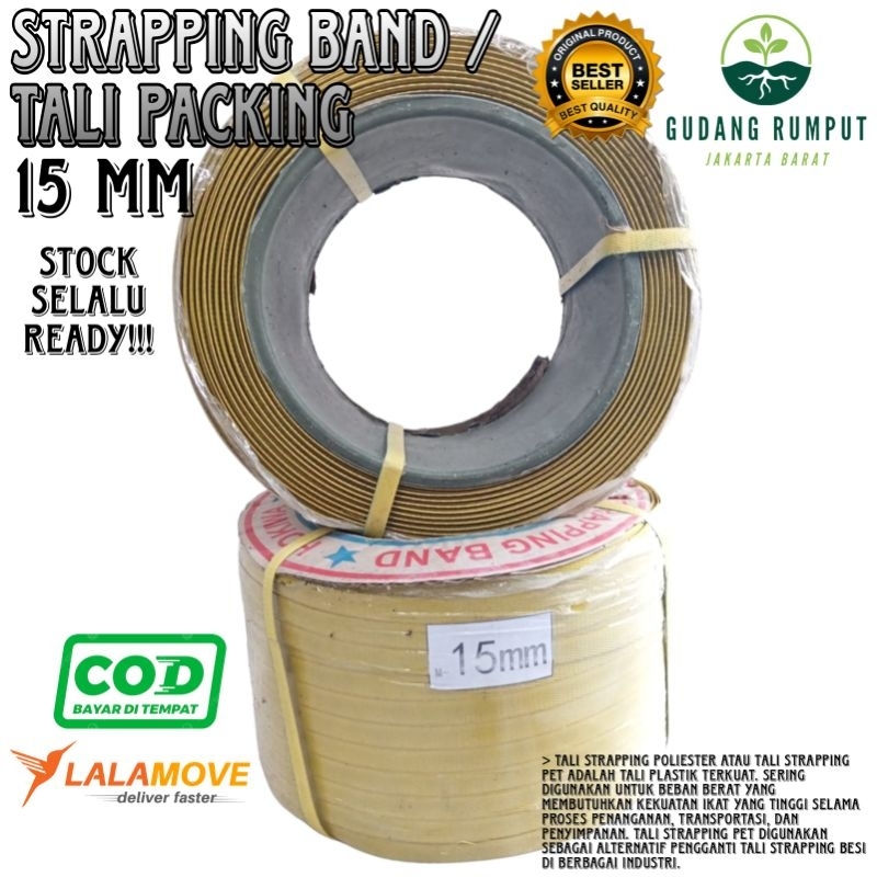 Jual PLASTIK STRAPPING BAND 15MM BERAT 6-7 KG TALI KUNING STRAPPING ...