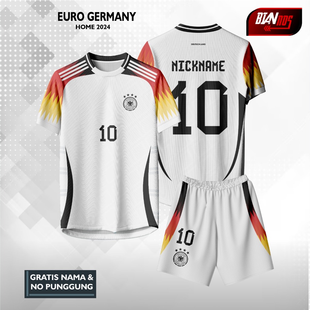 Jual JERSEY BOLA JERMAN HOME TERBARU EURO 2024 FULL PRINTING (GRATIS CUSTOM NAMA DAN NO PUNGGUNG ...