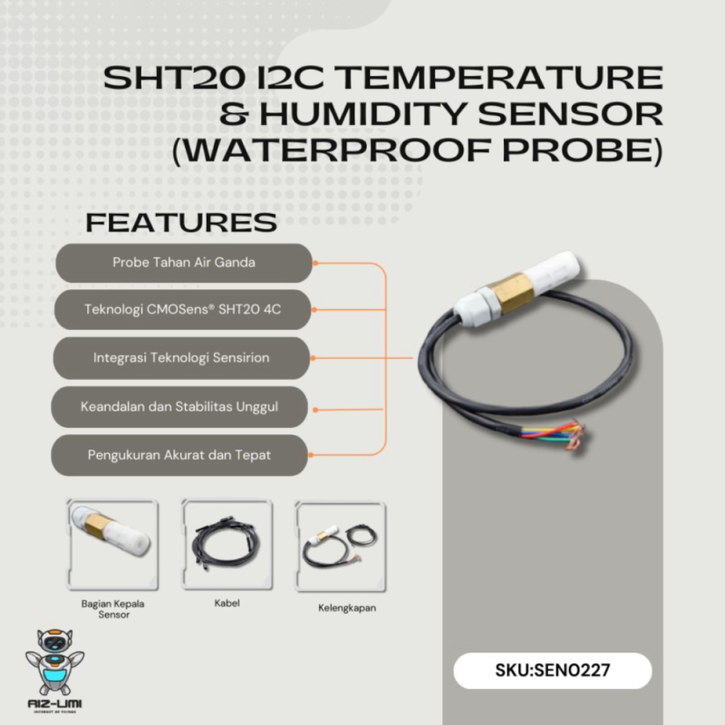 Jual DFRobot SHT20 I2C Temperature Humidity Sensor Waterproof Probe ...