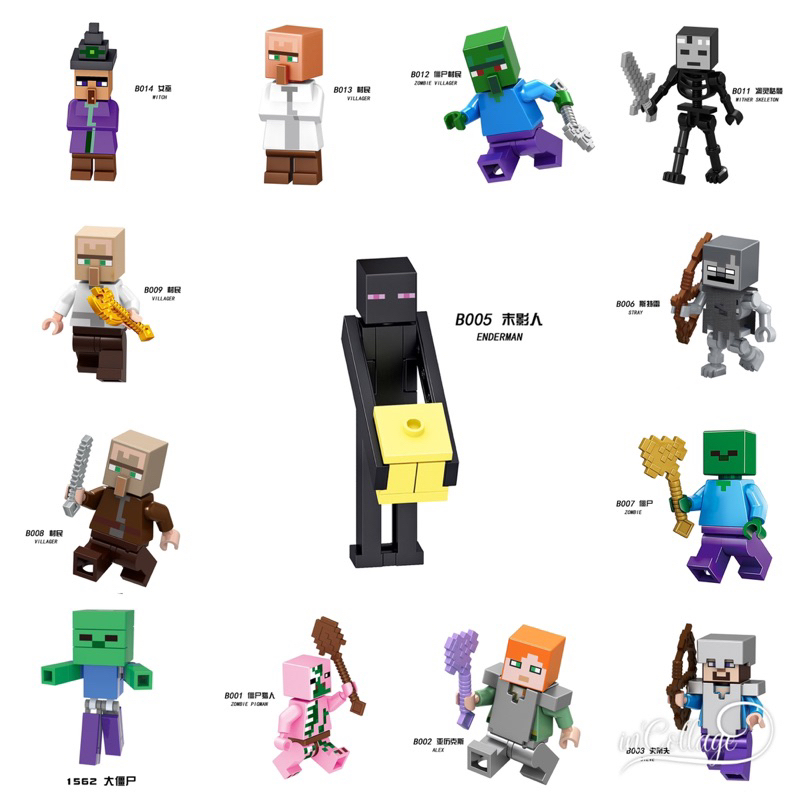 Jual Mainan anak figure karakter minecraft witch villager enderman ...