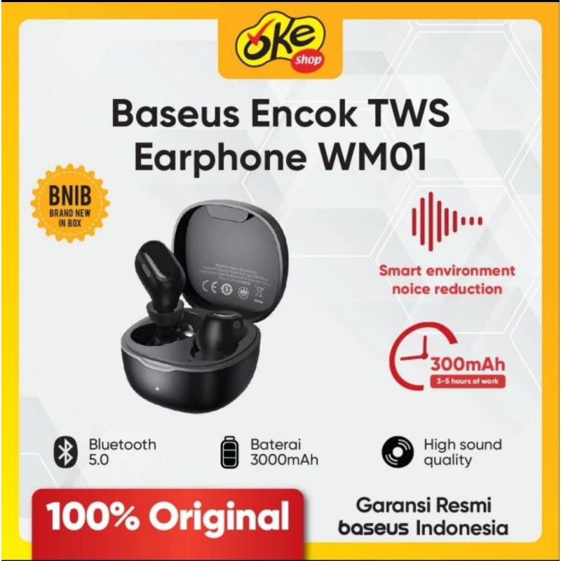 Jual Baseus Encok WM01 TWS Earbuds - Garansi Resmi Baseus | Shopee ...