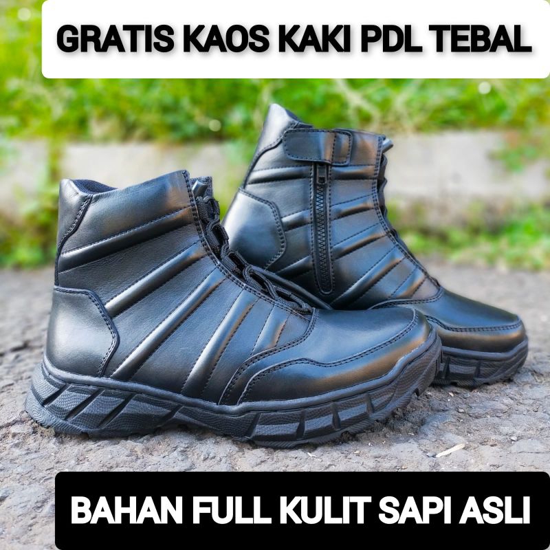 Jual Sepatu Boots PDL Lantas Riding Hiking Model Ninja Full Kulit Sapi ...