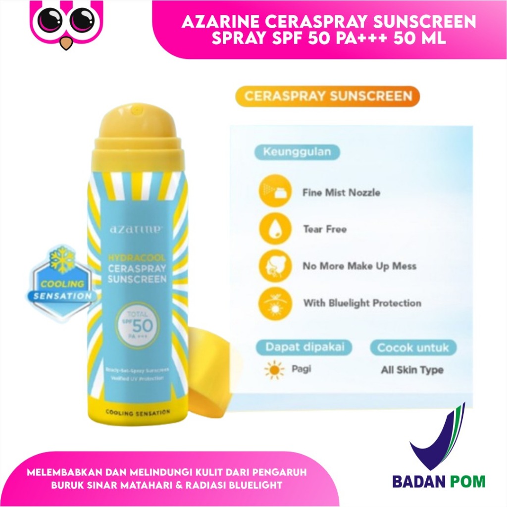 Jual AZARINE CERASPRAY SUNSCREEN SPRAY SPF 50 PA+++ 50 ML SUNMIST ...