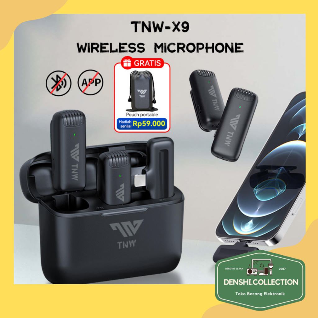 Jual TNW-X9 Wireless Dual Lavalier Microphone Plug & Play Lapel Mic ...