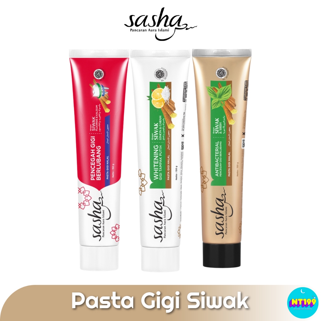 Jual SASHA Pasta Gigi Siwak Halal Antibacterial Whitening Pencegah Gigi ...