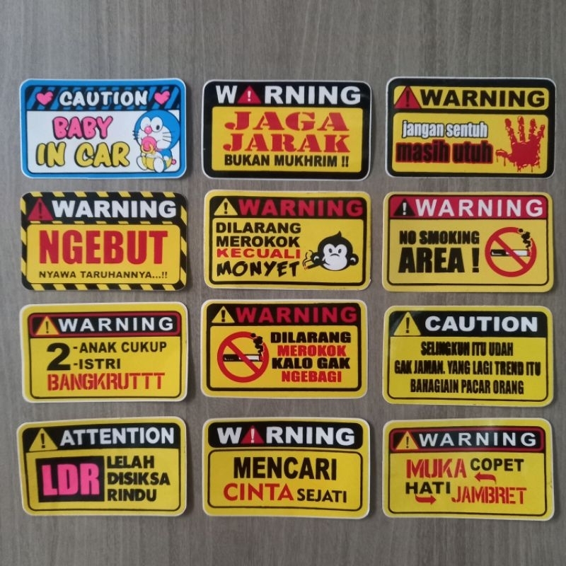 Jual STIKER VINYL WARNING/PERHATIAN PANJANG 8 CM LEBAR 5 CM | Shopee ...