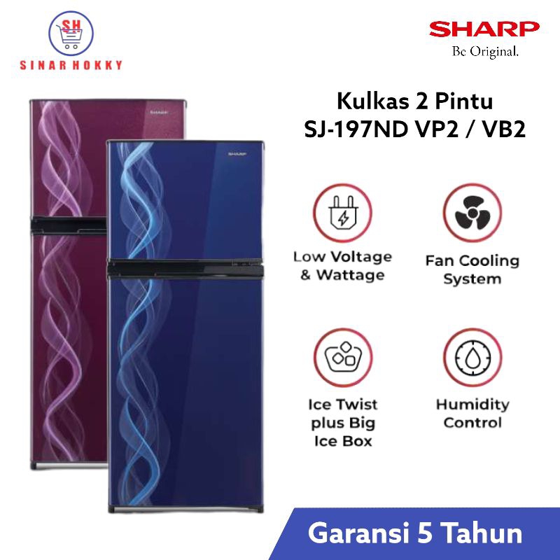 Jual Kulkas SHARP 2 Pintu SJ-197ND VP2 / VB2 | Refrigenerator | Shopee ...