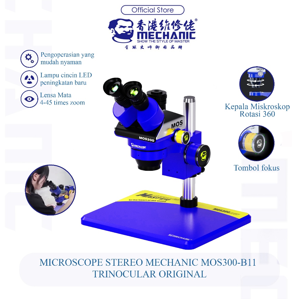 Jual Mechanic MOS300-B11 Microscope Stereo Triocular Original | Shopee ...