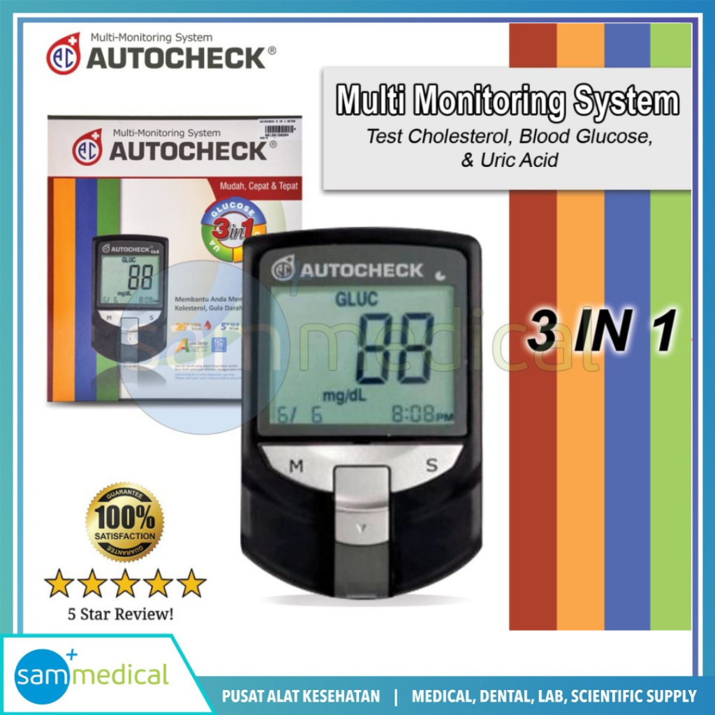 Jual Autocheck Alat cek Gula Darah Kolesterol Asam Urat 3 in 1 / Alat ...