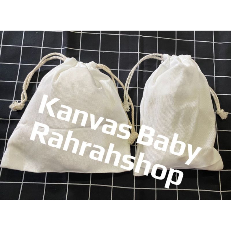 Jual Pouch Serut Kanvas Baby Grade A Polos dan Sablon - Ukuran Kecil ...
