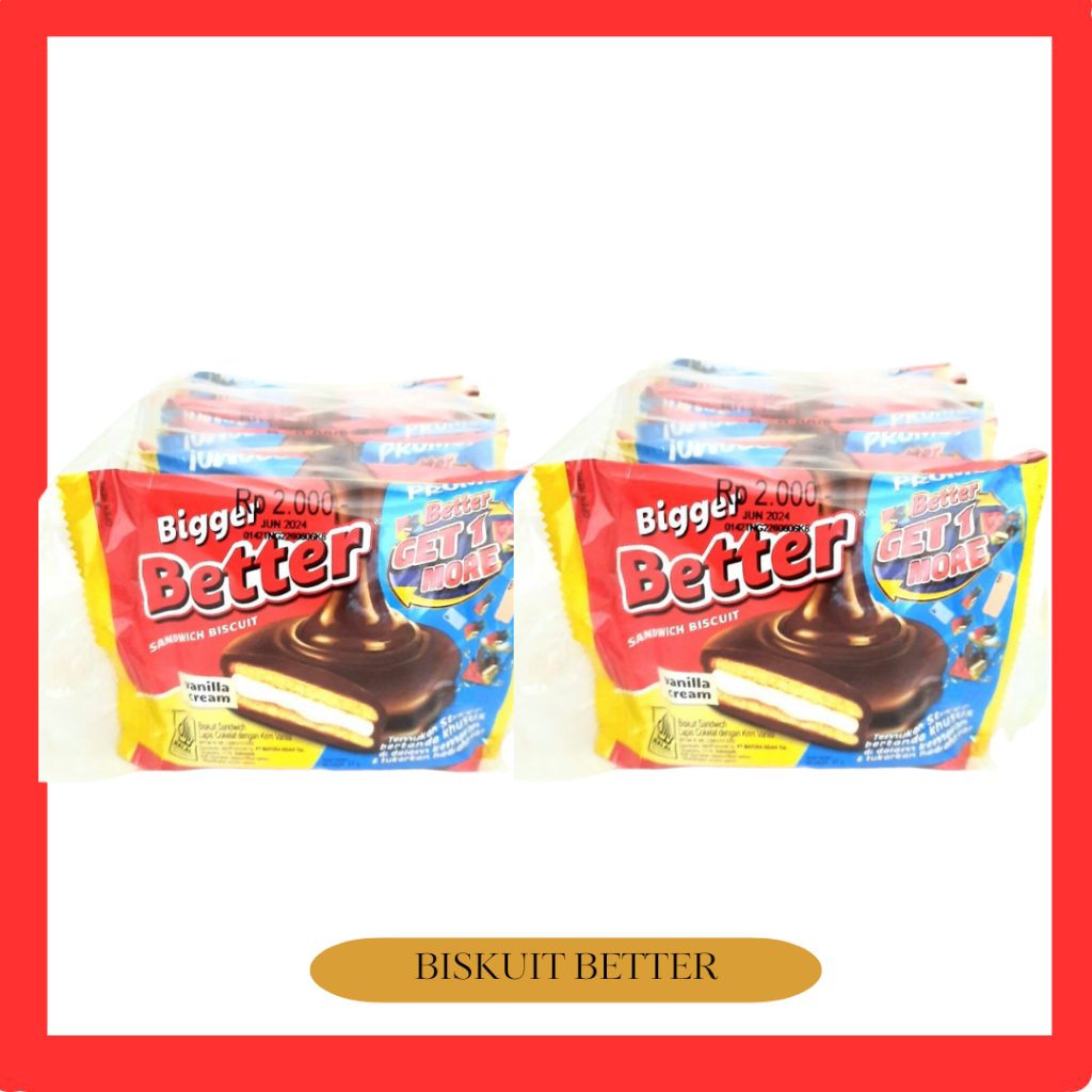 Jual Better Biskuit Cokelat Vanilla Cream Renceng | Shopee Indonesia