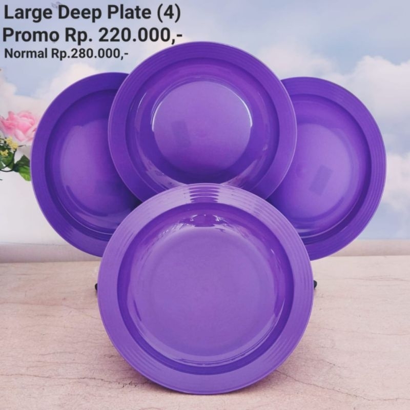 Jual Tupperware Original Promo Large Deep Plate| Piring Makan Ungu 4pcs ...