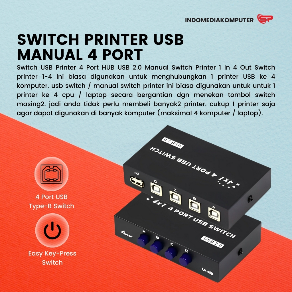 Jual Switch Printer Manual 4 Port Model 1A4B | Shopee Indonesia