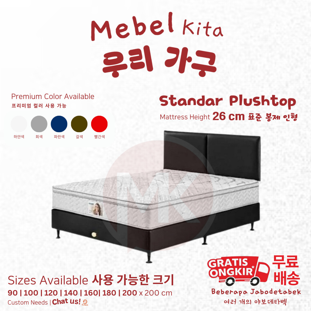 Jual Kasur Springbed 90x200 Guhdo Standard Plushtop New Standard 26 Cm