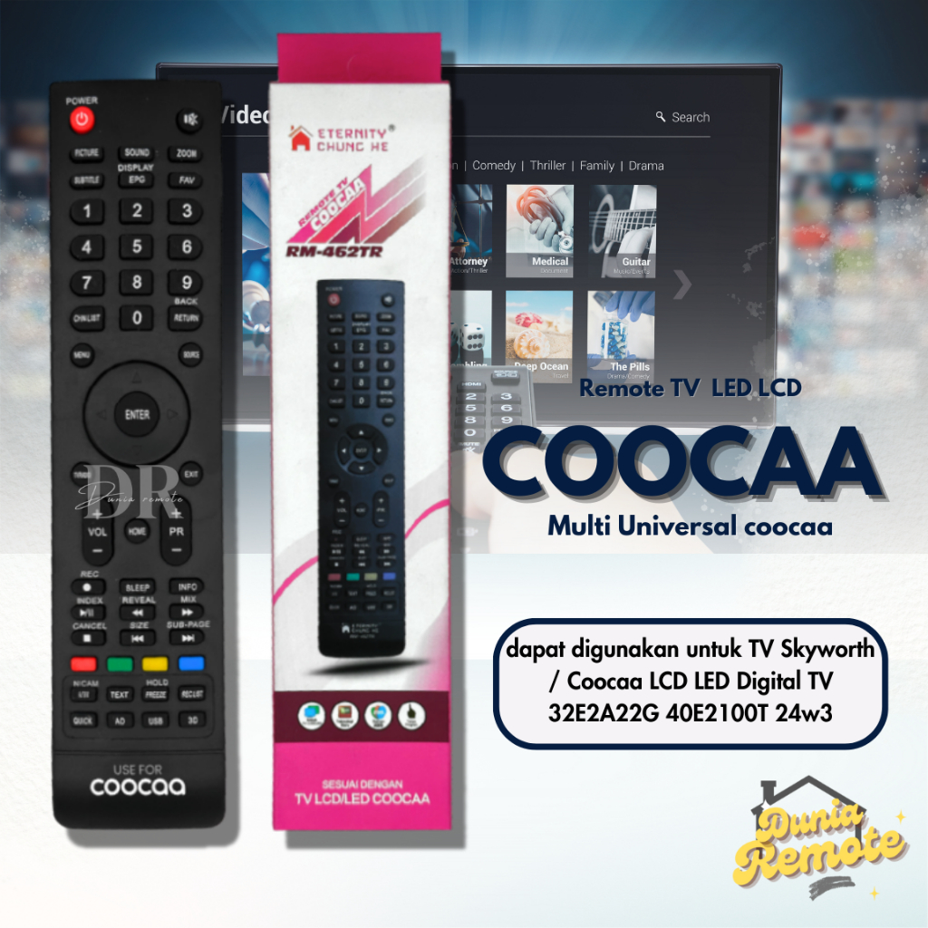 Jual Remot Remote TV Coocaa LCD LED Multi Universal 462tr Tanpa Setting ...