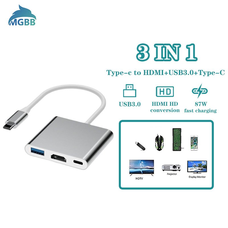 Jual MGBB Converter 3 in 1 USB Type C To HDMI USB 3.0 TYPE C compatible ...