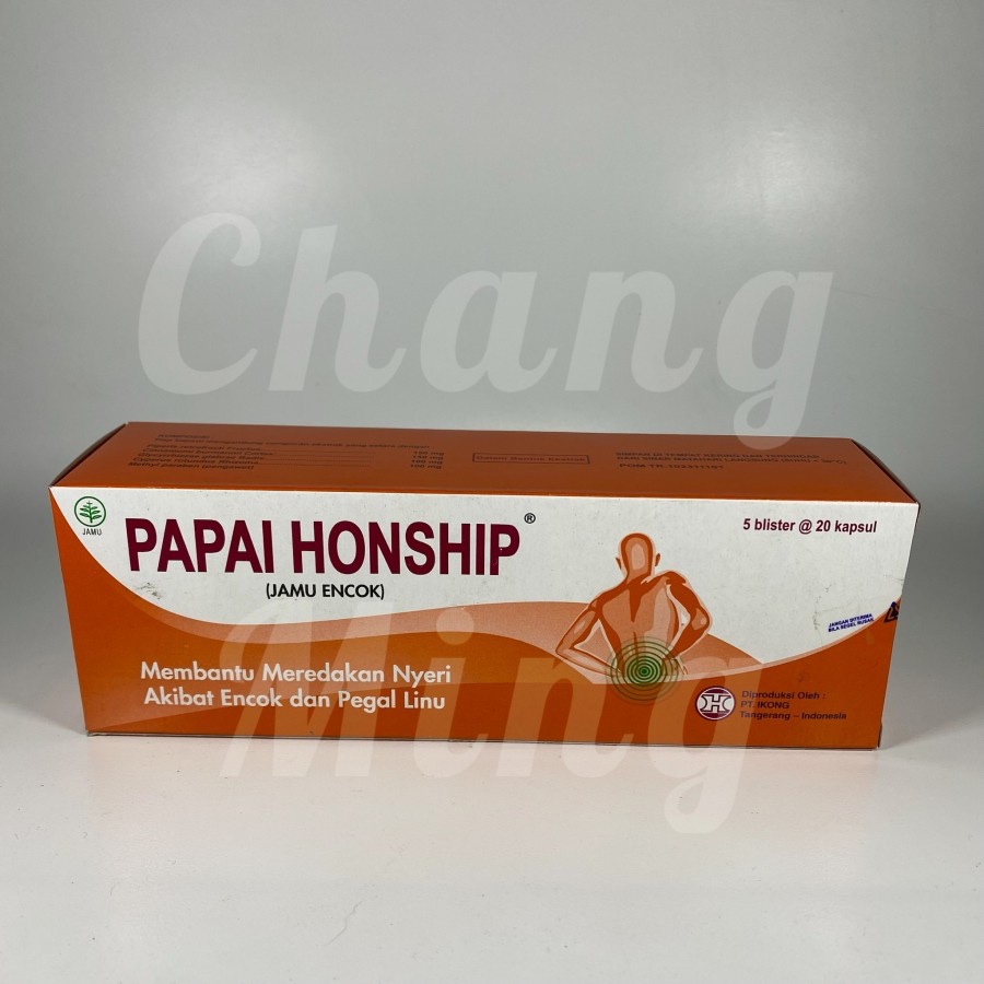 Jual Papai Honship BOX isi 5 Strip @20 Kapsul Jamu Encok Pegal Linu ...