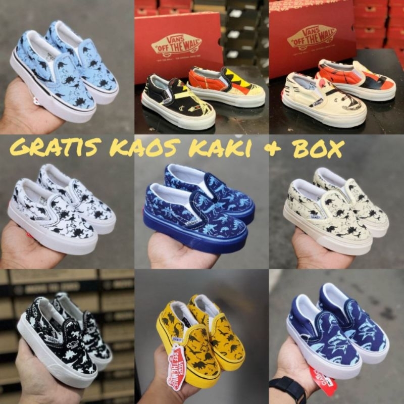 Jual (Kualitas Premium) Sepatu Anak Slip On Kids Dinosaurus Laki-Laki ...