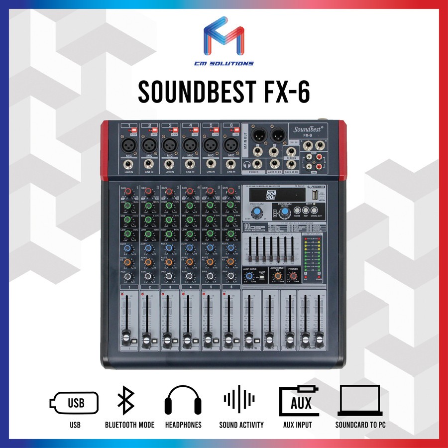 Jual Mixer Audio Soundbest FX6 FX 6 6 Channel Original | Shopee Indonesia