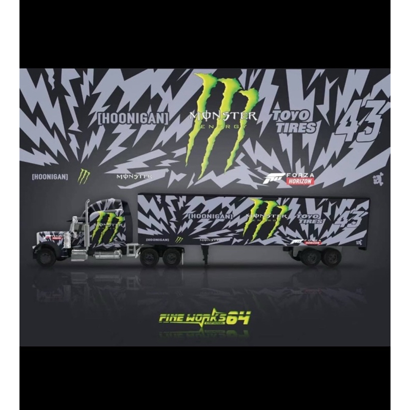 Jual Fine Works 64 - Peter Bilt Semi Trailer Monster Energy | Shopee ...