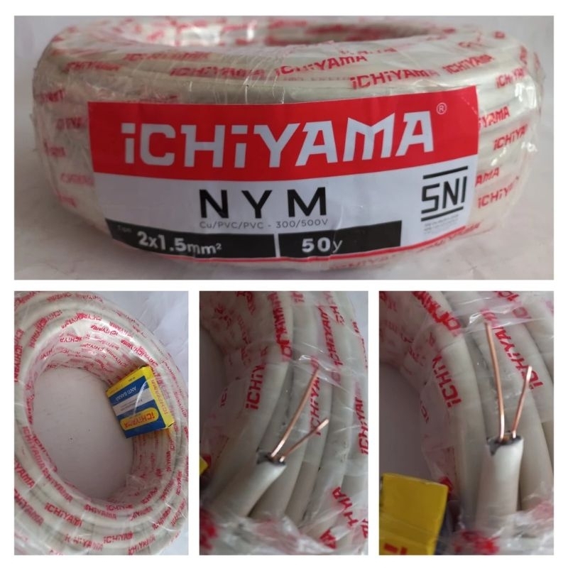 Jual Kabel Listrik NYM ICHIYAMA 2x1,5mm Panjang 50 yard Tembaga Asli Isi 2 | Shopee Indonesia