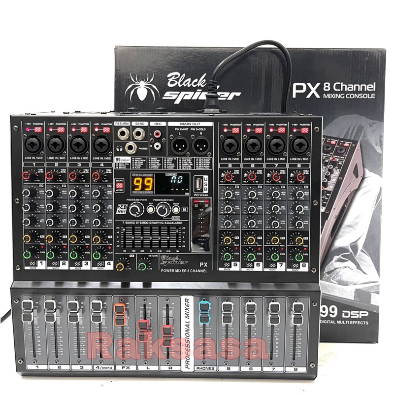 Jual Power Mixer 8 Channel BLACKSPIDER px8 px 8 Original bluetooth | Shopee Indonesia