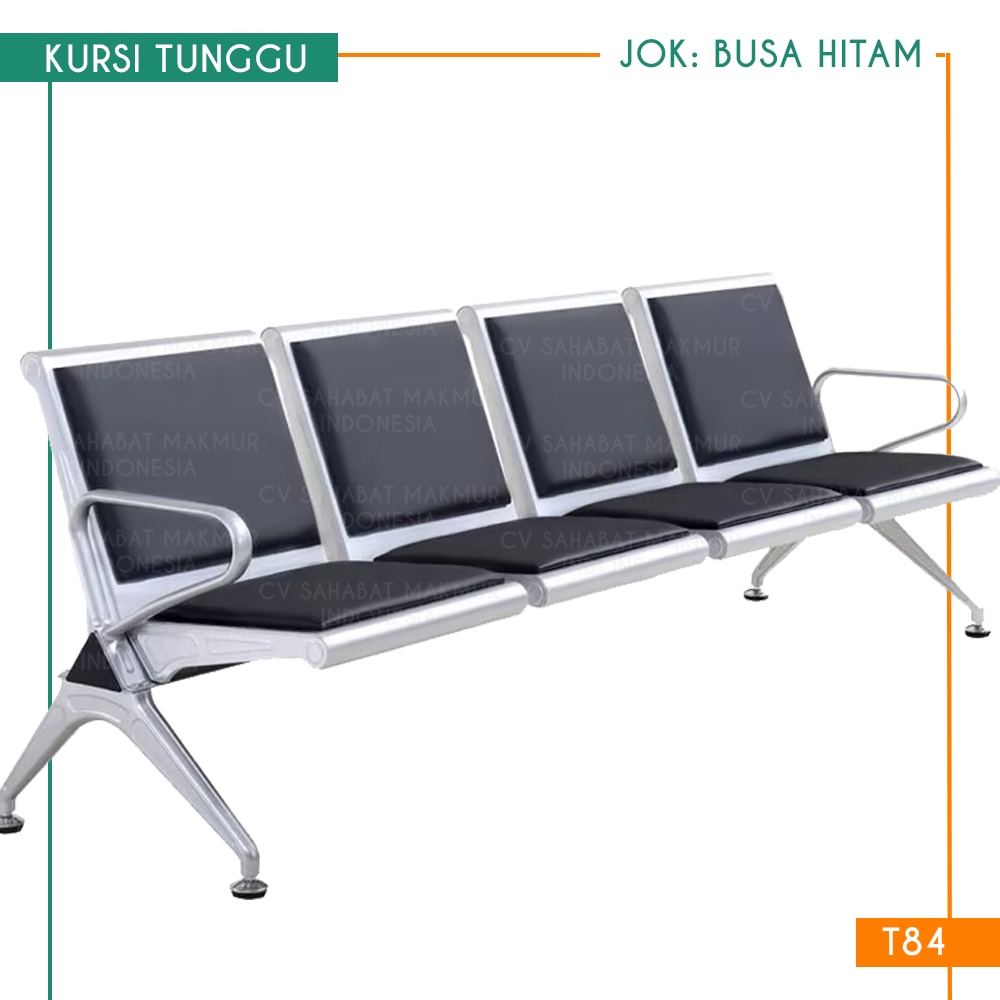 Jual Kursi Tunggu Besi 4 Seat Busa Sandaran / Kursi Bandara 4 Dudukan ...