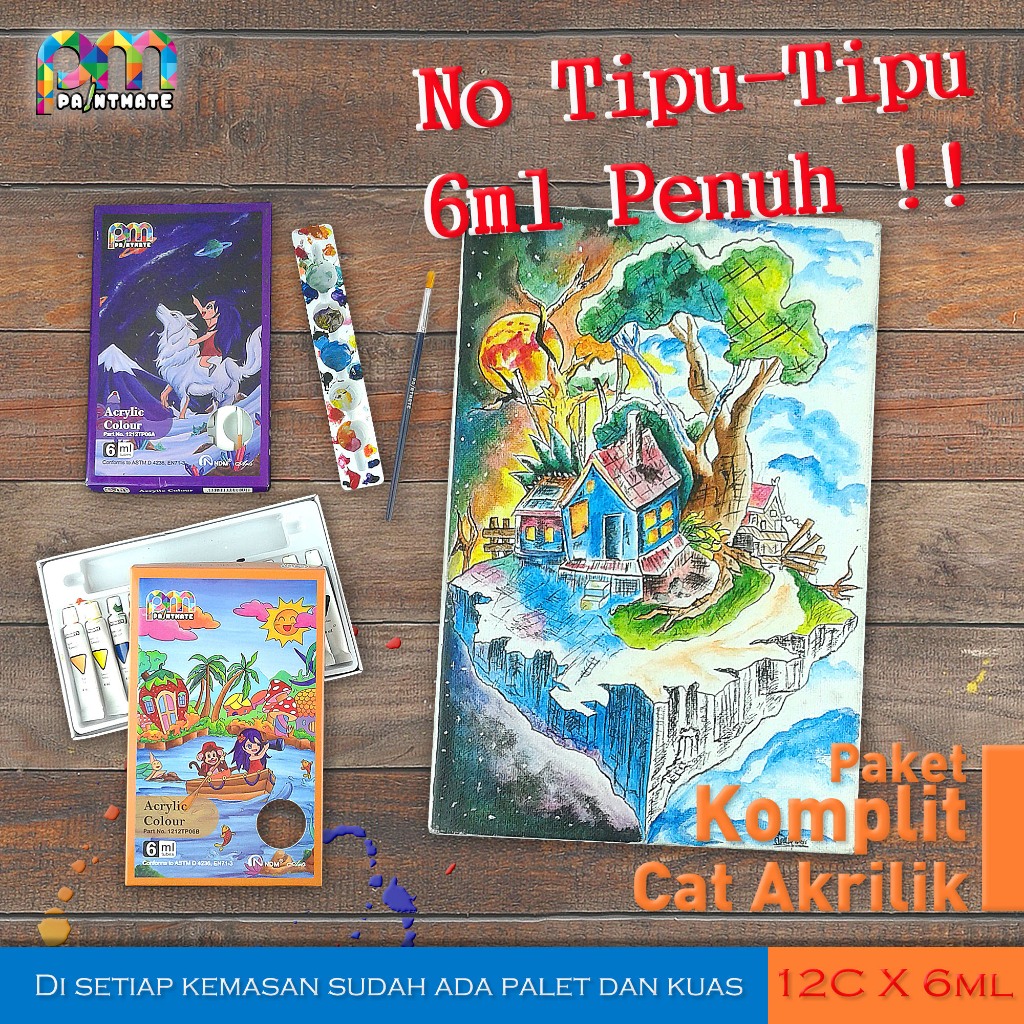Jual Cat Akrilik Set/Cat Akrilik 1Set Lengkap/Cat Akrilik 12 warna /NDM ...