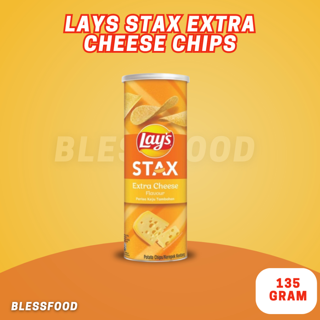 Jual Lays Stax Tube Extra Cheese Chips 135g Original Malaysia | Shopee ...