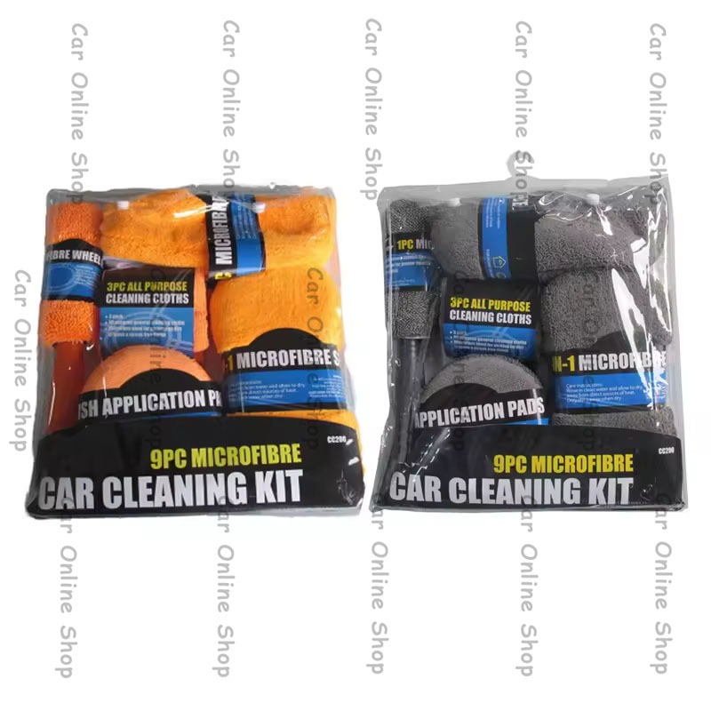 Jual Paket Lap Cuci 9 Pcs Car Wash Microfiber Set / Kain Lap Alat Cuci ...