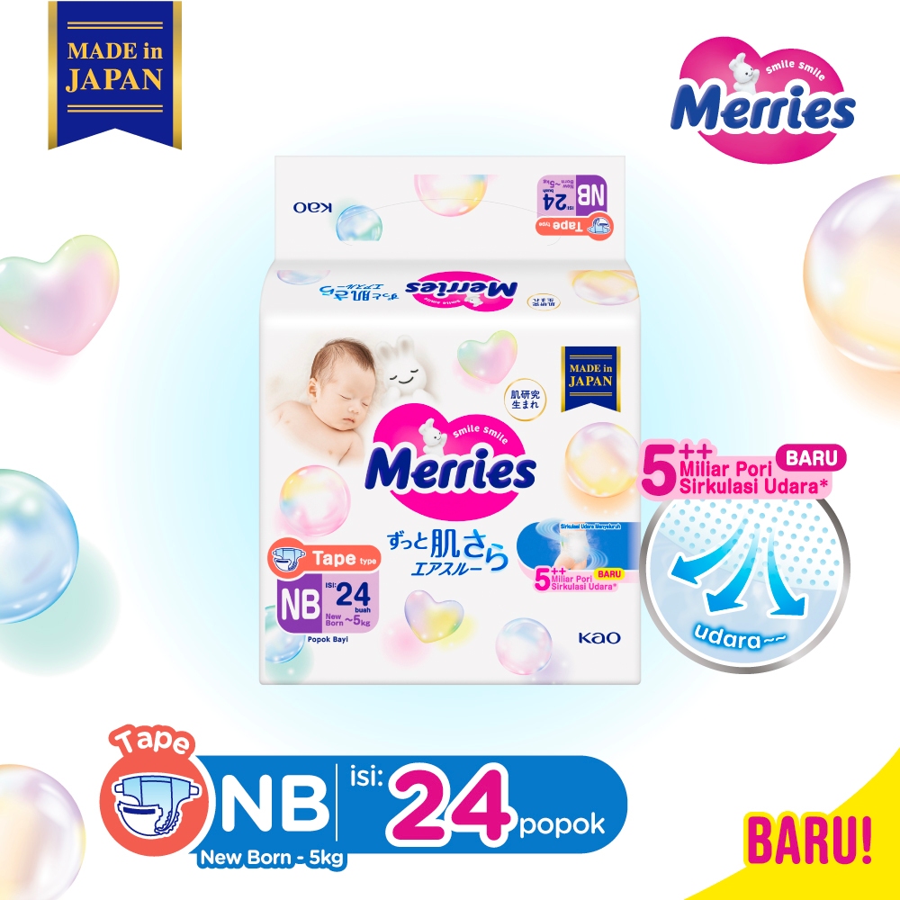 Jual Merries Premium Popok Bayi Perekat NB 24 | Shopee Indonesia