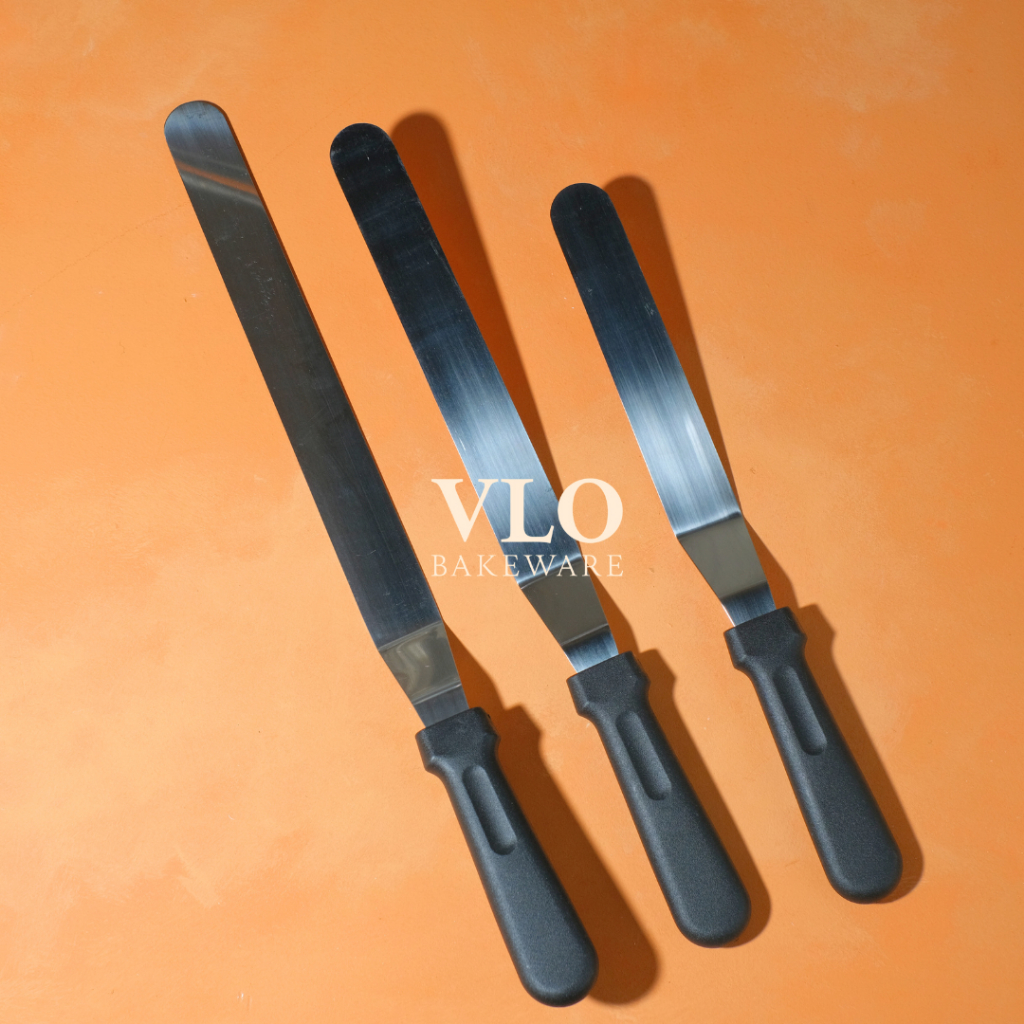 Jual Spatula buttercream stainless gagang plastik | sendok poles ...