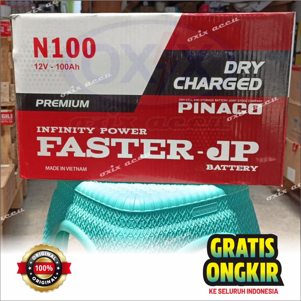 Jual Faster JP N100 Aki Mobil 12V, 100Ah (Aki Basah) - Aki Taft, Aki Alat berat | Shopee Indonesia