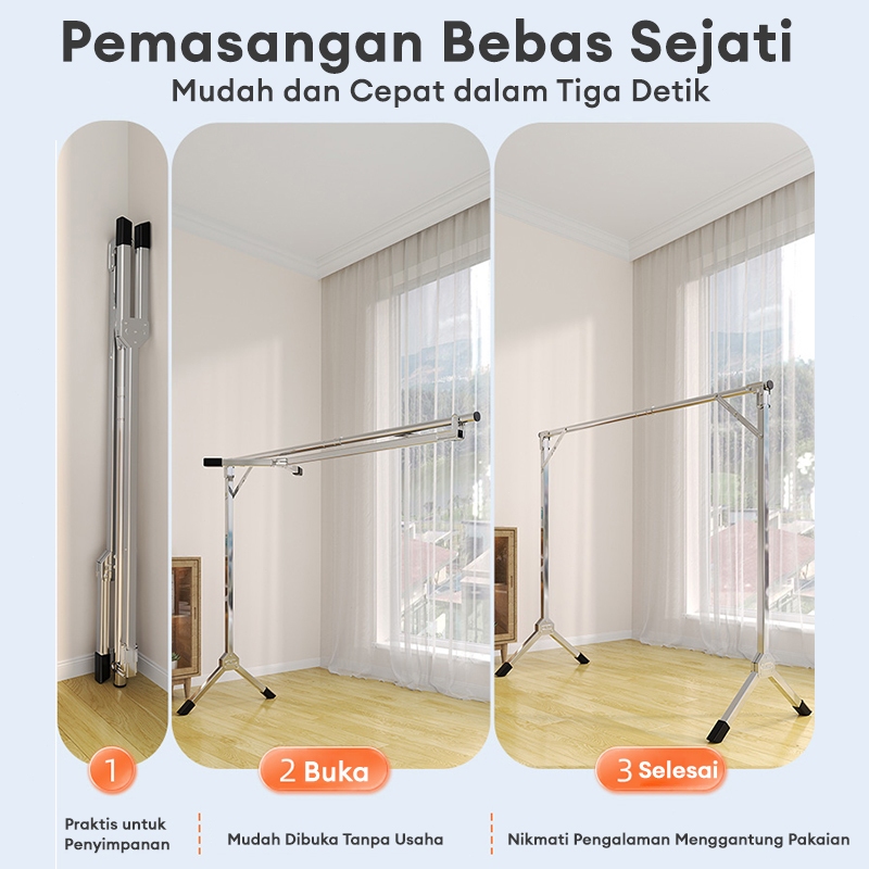 Jual 240CM Jemuran Baju Stainless Steel Single Jemuran Baju Lipat ...