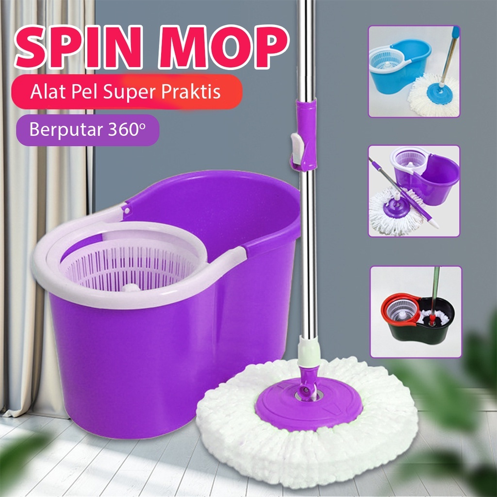 Jual Alat Pel Lantai Dengan Ember Spin Mop Putar Otomatis Free Refill ...
