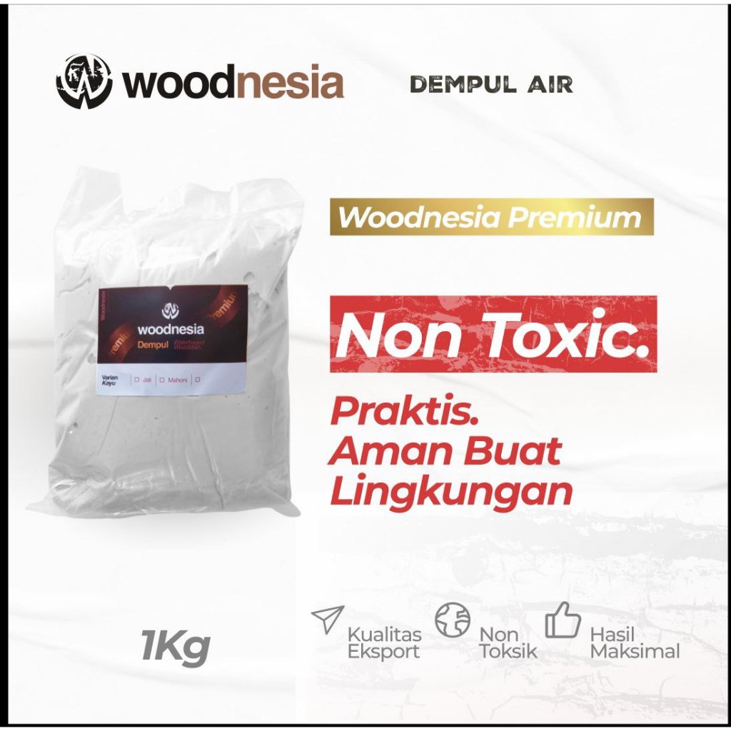 Jual Dempul PUTIH woodnesia Kayu i 1kg Water-based Premium wood filler ...