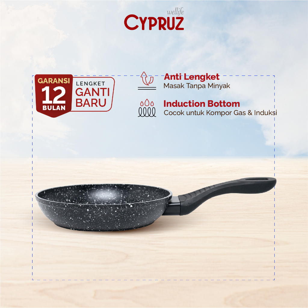 Jual Cypruz Wajan Penggorengan Anti Lengket Fry Pan Marble Honeycomb Induksi 24 cm | Shopee ...