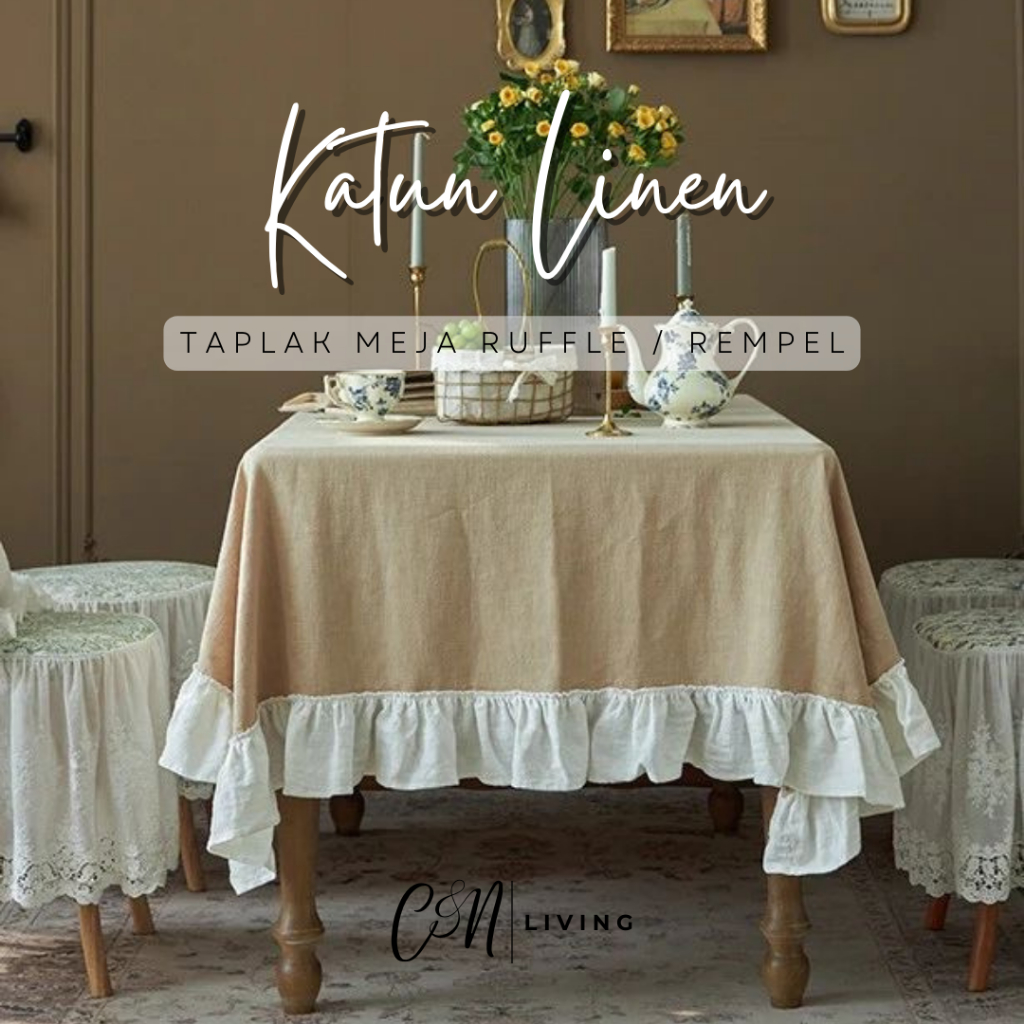 Jual TAPLAK MEJA RUFFLE REMPEL AESTHETIC 2 TONE / 2 WARNA KOMBINASI ...