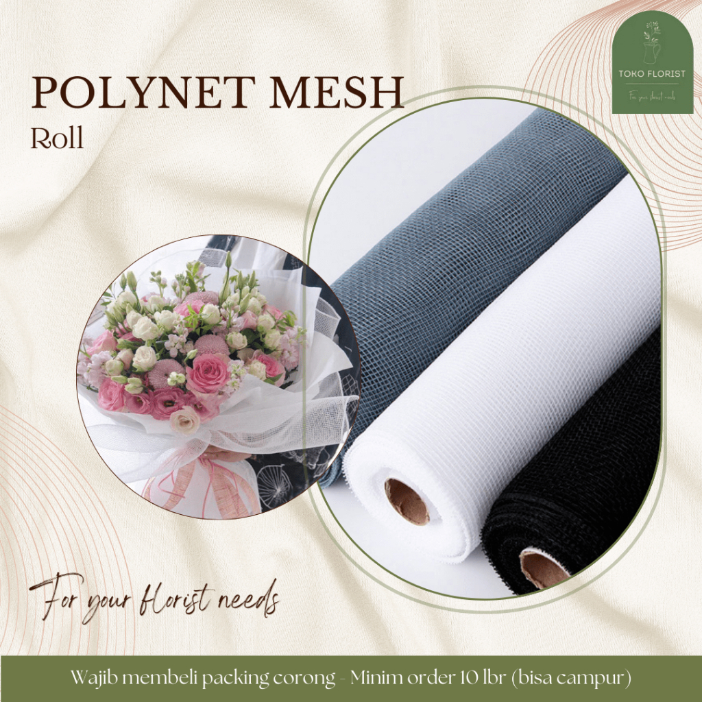Jual Kertas Buket Bunga Cellophane Wrapping POLYNET MESH ROLL | Shopee Indonesia