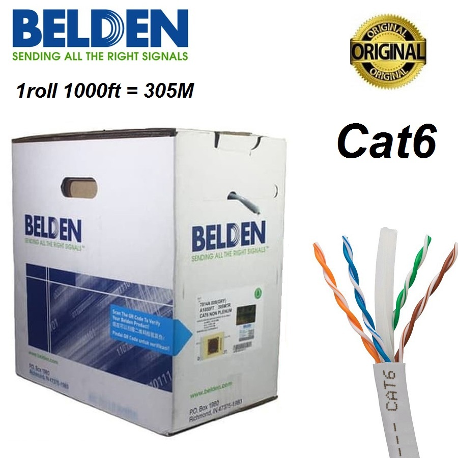 Jual Belden Kabel Lan UTP RJ45 Cat6 USA Ethernet Cable 305M | Shopee ...