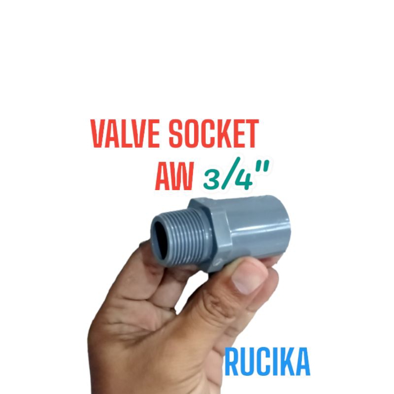 Jual VALVE SOCKET AW 3/4"/FITTING PVC RUCIKA/SOCKET/SOK DRAT LUAR/VALVE ...